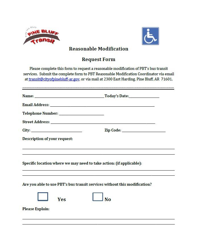 Reasonable Modifications - City Of Pine Bluff